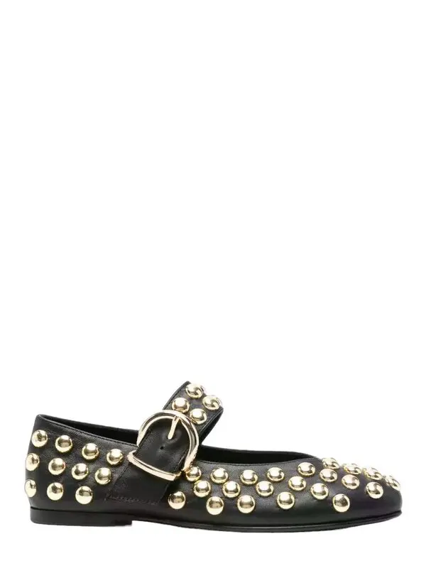Liviana Conti Studded Buckle Ballet Flats - Black