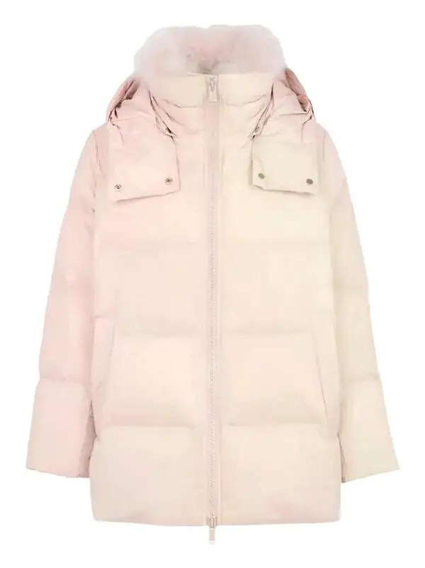 YVES SALOMON Fur-trim Hooded Jacket - Pink