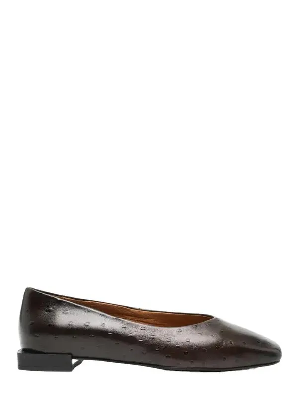 ANGEL ALARCON Tiyu Ostrich-effect Leather Ballet Flats - Brown