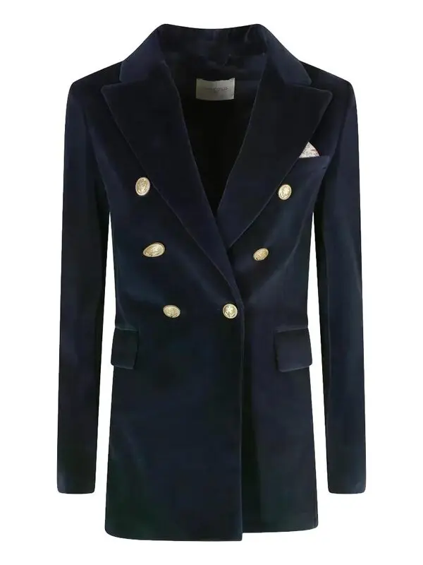 CIRCOLO 1901 Double-breasted Peak Lapel Coat - Blue