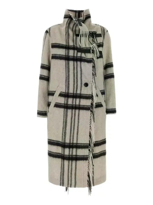 MARANT ETOILE Checked Fringed Coat - Neutrals
