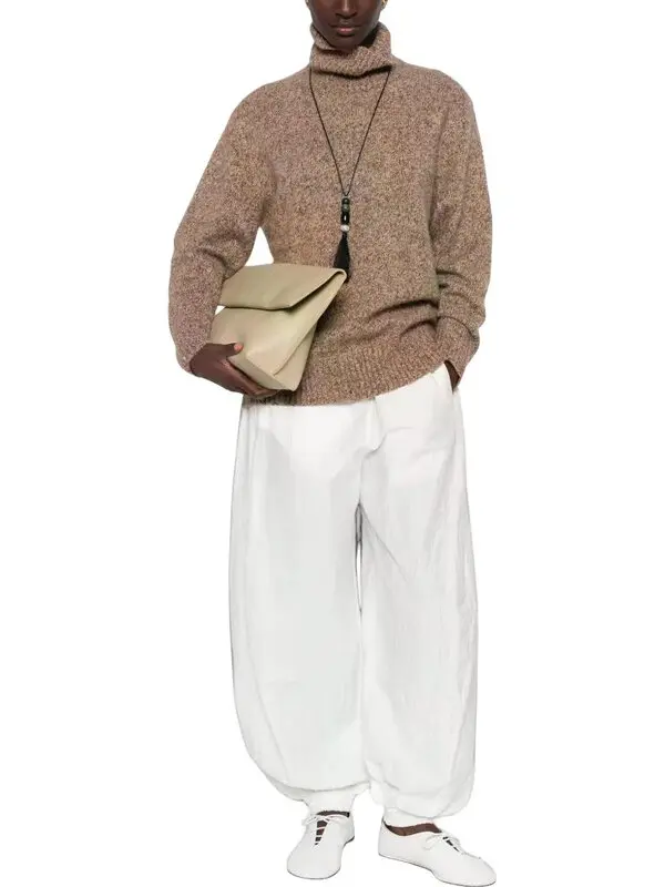 Soft Goat Marled Turtleneck Sweater - Brown