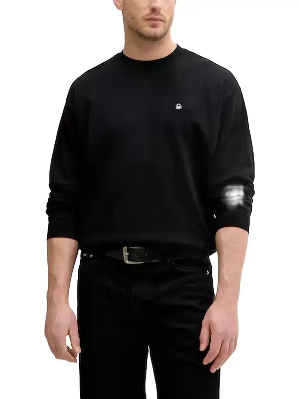 BENETTON Logo-embroidered Crew-neck Sweater - Black