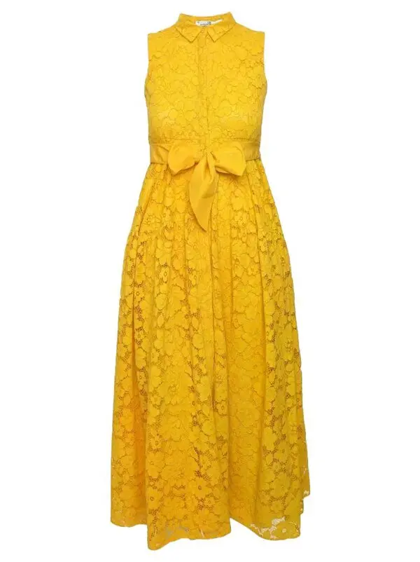 Carolina Herrera Floral Lace Midi Dress - Yellow