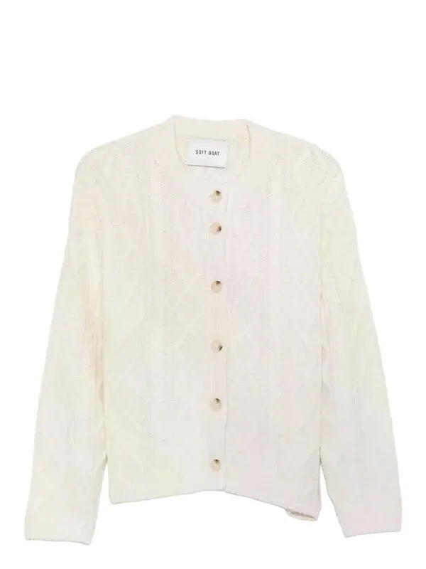 Soft Goat Cable-knit Cardigan - Neutrals