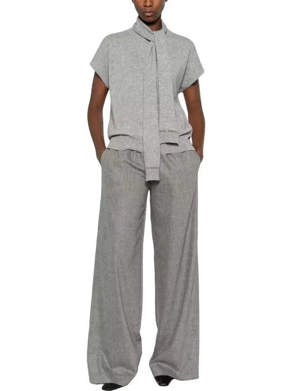 Fabiana Filippi Tie-neck Short-sleeve Sweater - Grey