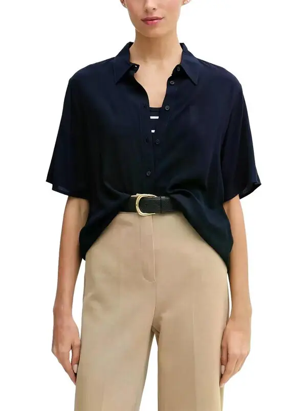 BENETTON Short-sleeved Button-down Shirt - Blue