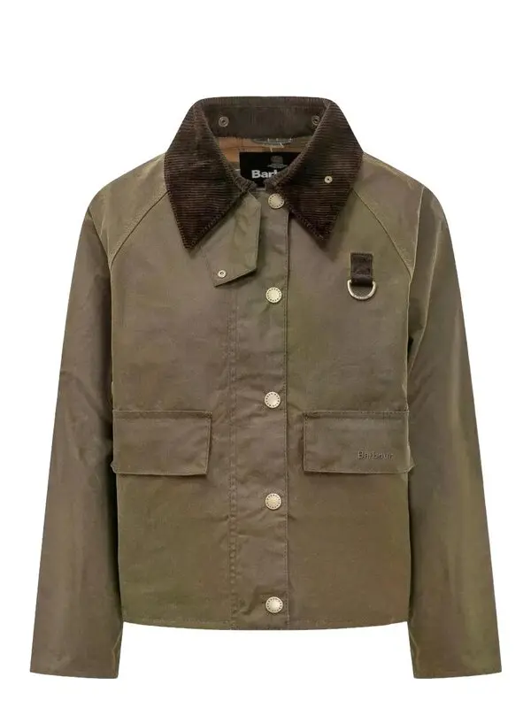 Barbour Spey Waxed-cotton Jacket With Corduroy Collar - Green