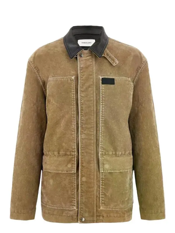 FERRAGAMO Utility Blouson With Leather Trim - Neutrals