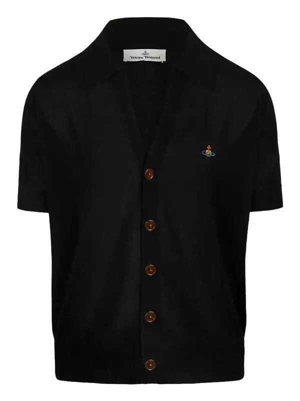 VIVIENNE WESTWOOD Orb-embroidered Polo Cardigan - Black