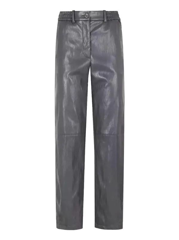Herno Elasticated-waistband Faux-leather Trousers - Grey