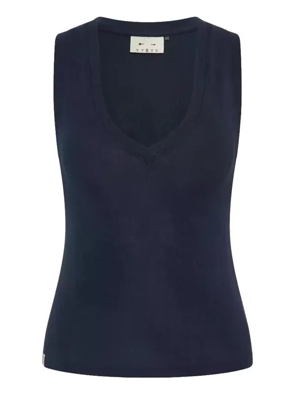 The Upside Abby V-neck Ribbed Tank Top - Blue