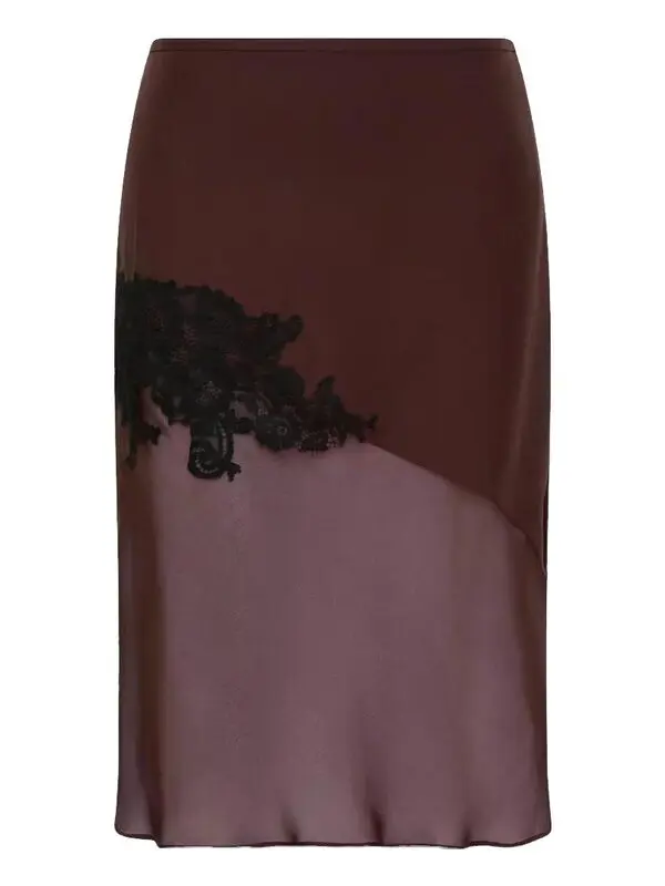 SIR. Noria Lace Appliqué Midi Skirt - Red