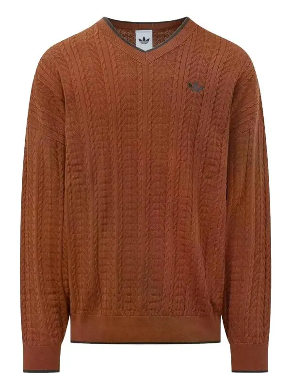 Adidas Cable-knit V-neck Sweater - Orange