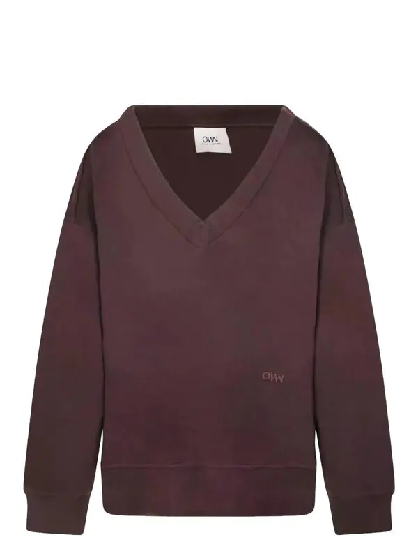 OWN V-neck Logo-embroidered Sweater - Brown
