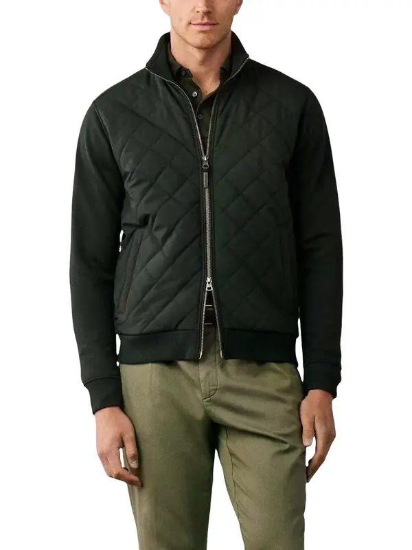 HACKETT  Quilted Zip-up Sweatshirt - Green