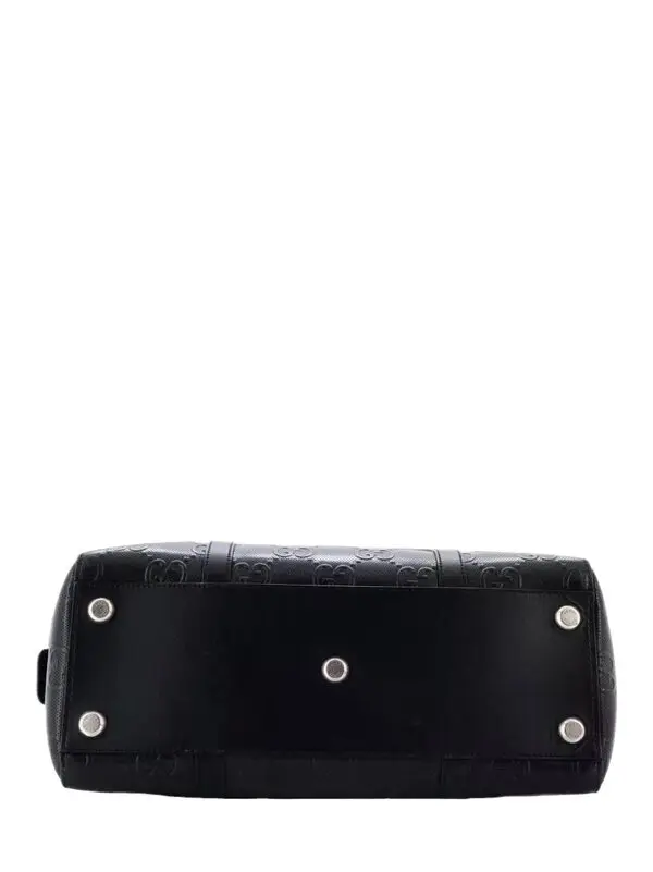 Gucci Gg Embossed Perforated Leather Medium Tote Bag - Black