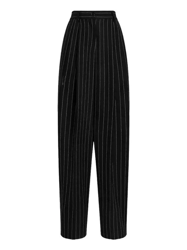 Dolce & Gabbana Virgin Wool Pinstripe Trousers - Black