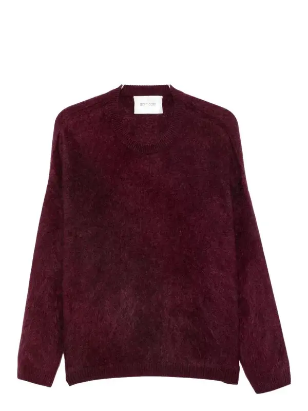 Soft Goat Brushed Cashmere Crew Neck Sweater - Purple