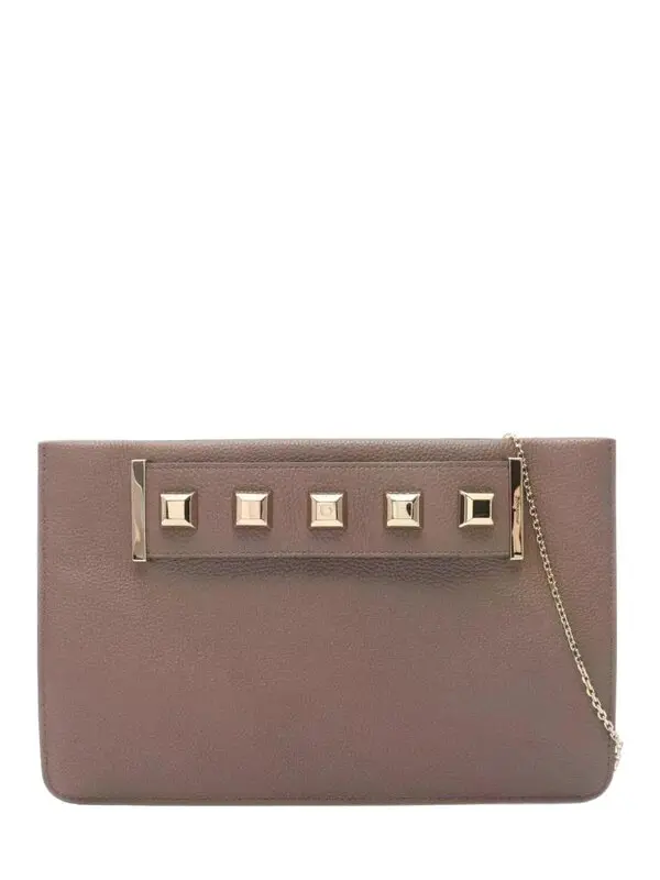 FERRAGAMO Gancini Studded Clutch Bag - Brown