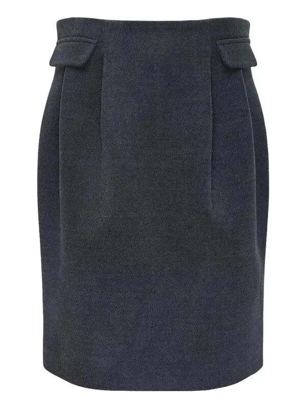SHUSHU/TONG Pleated Flap-detail Midi Skirt - Grey