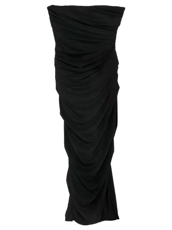 Alex Perry Strapless Ruched Mesh Dress - Black
