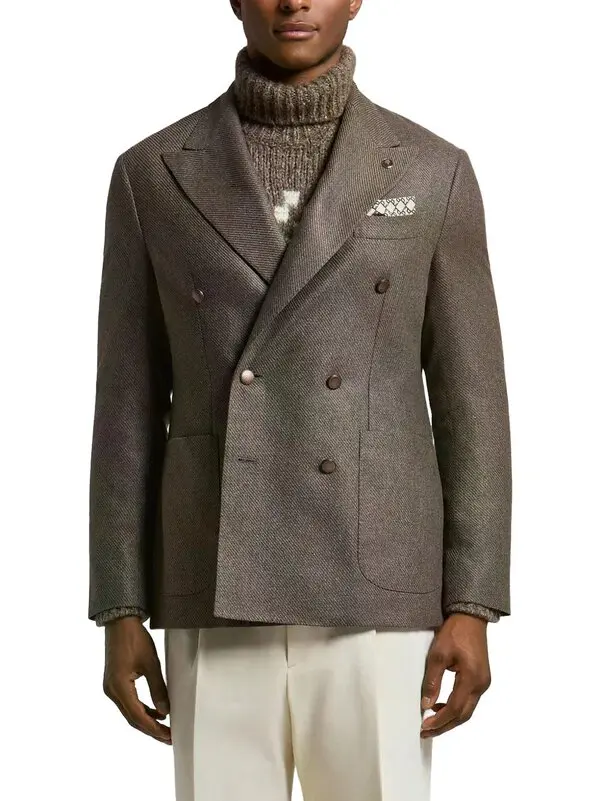 Peserico Double-breasted Peak-lapel Blazer - Brown