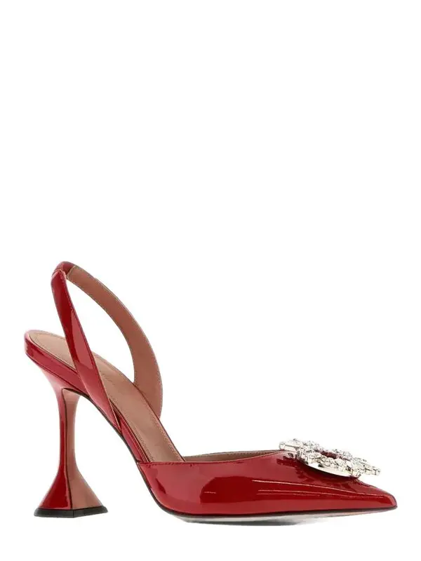 Amina Muaddi 95 Begum Crystal-embellished Slingback Pumps - Red