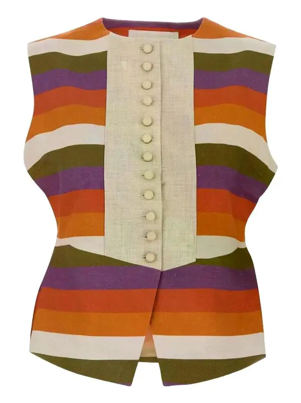 DESTREE Sleeveless Horizontal Stripe Bib Top - Multicolour