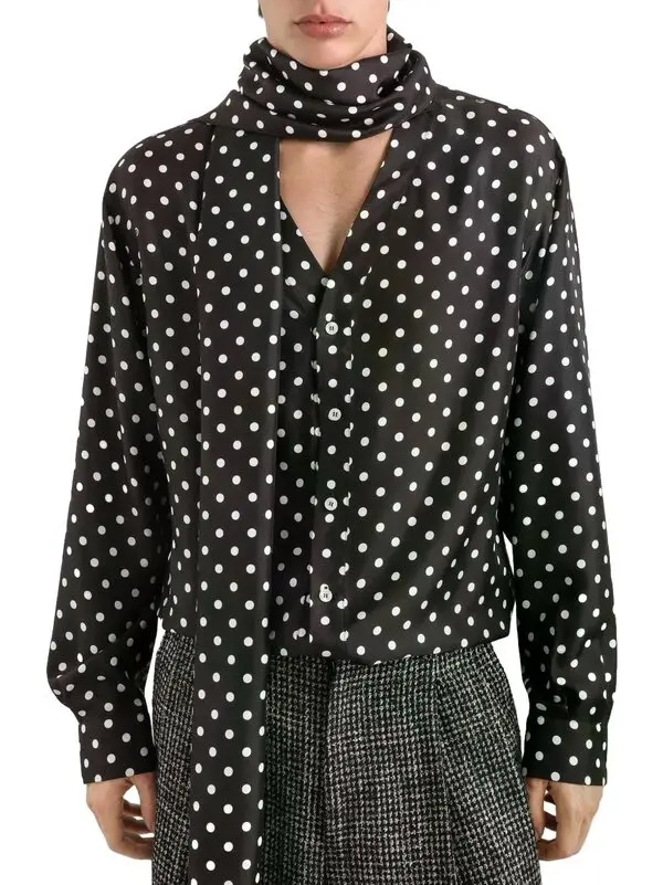 Dolce & Gabbana Polka Dot-print Silk Twill Martini Shirt - Black