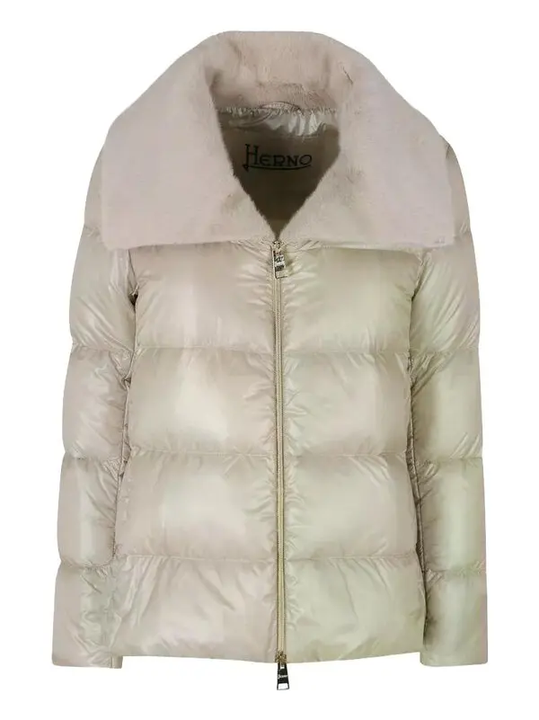 Herno Padded Jacket With Faux Fur Collar - Neutrals