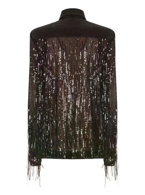 Federica Tosi Sequin Fringe Shirt - Brown