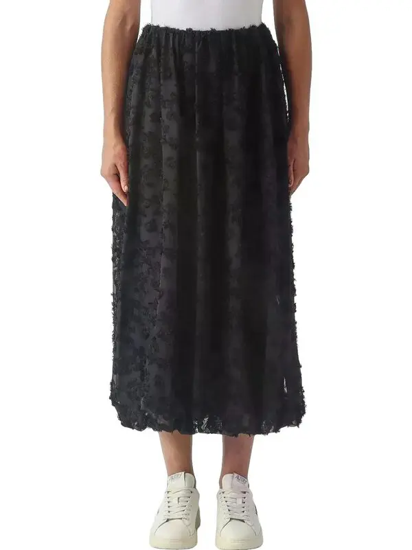MEIMEIJ Textured Finish Flared Midi Skirt - Black