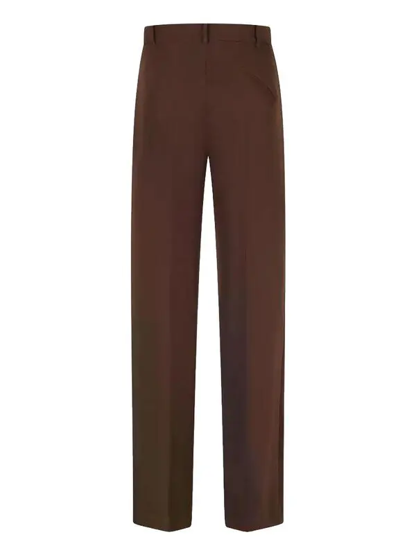 Federica Tosi Dark Cady Texture Straight Leg Trousers - Brown
