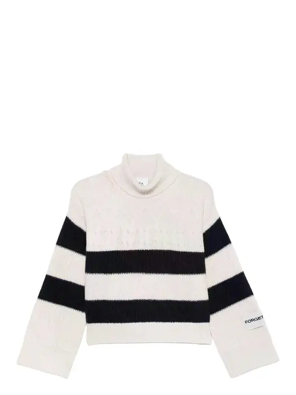 Erika Cavallini Cable-knit Striped High Neck Sweater - Neutrals
