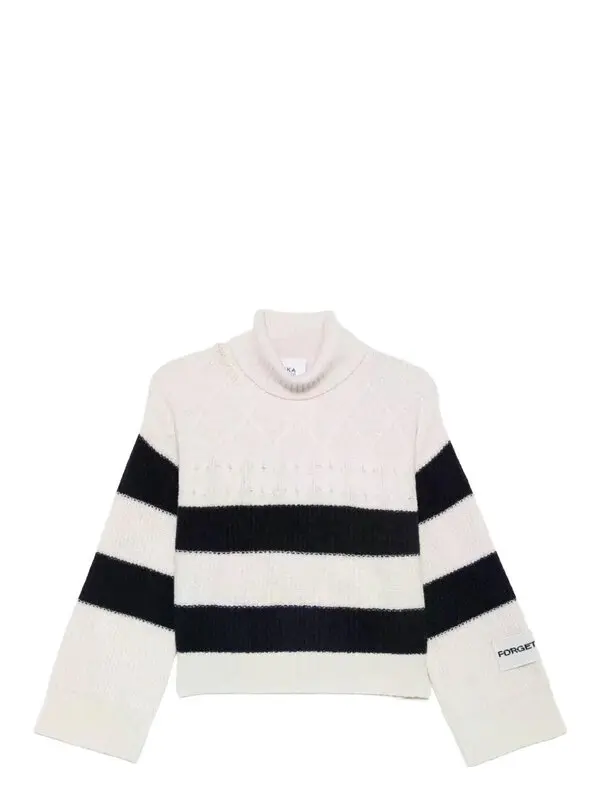 Erika Cavallini Cable-knit Striped High Neck Sweater - Neutrals