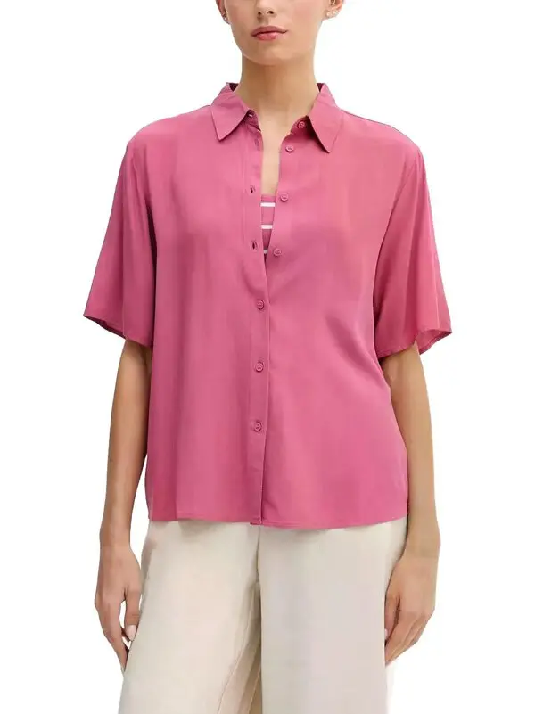 BENETTON Short Sleeve Button-down Shirt - Pink
