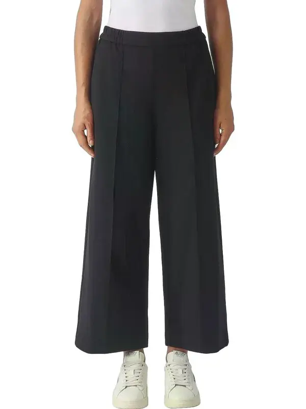 MEIMEIJ Elasticated Waistband Pressed Crease Trousers - Black