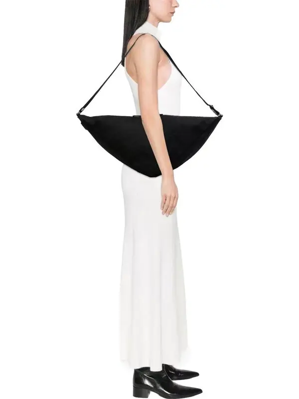 Prada Canvas Canapa Triangle Logo Shoulder Bag - Black