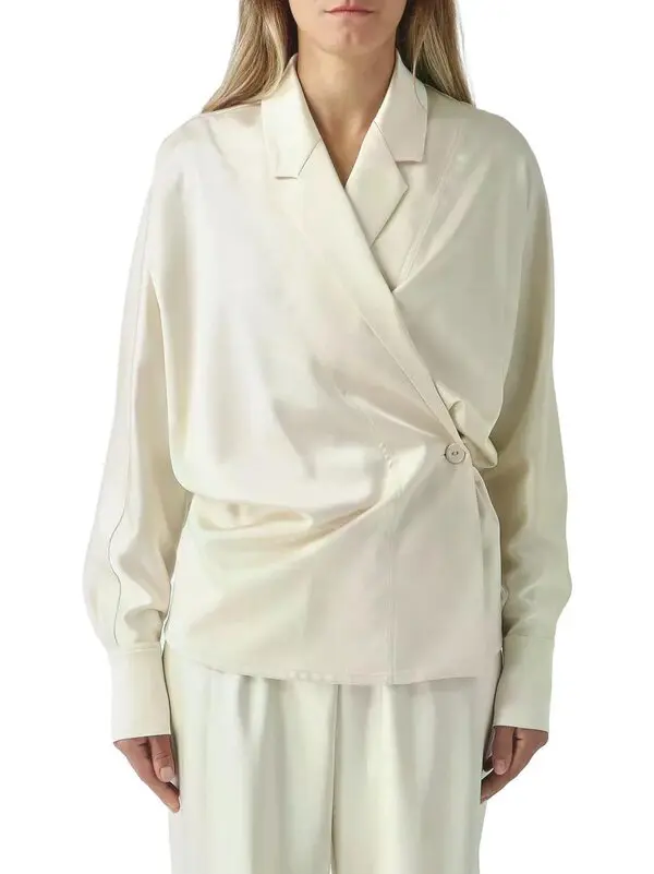 MEIMEIJ Wrap-style Notched-lapel Shirt - Neutrals