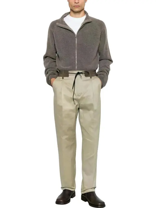 Sacai Pleated Drawstring Straight-leg Trousers - Neutrals