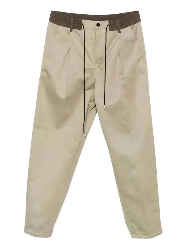 Sacai Pleated Drawstring Straight-leg Trousers - Neutrals
