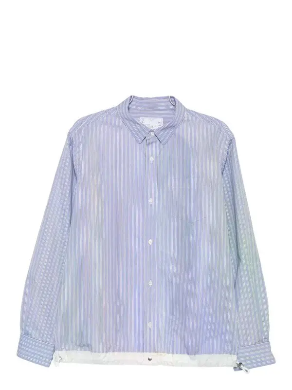 Sacai Striped Drawstring-hem Shirt - Blue