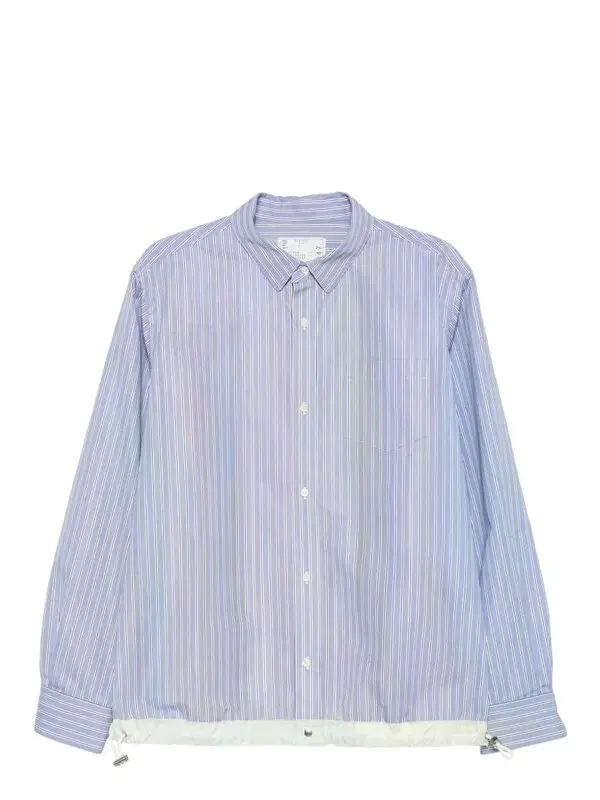 Sacai Striped Drawstring-hem Shirt - Blue