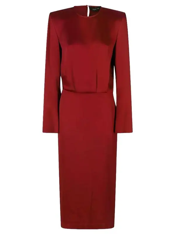 Federica Tosi Padded-shoulder Midi Dress - Red