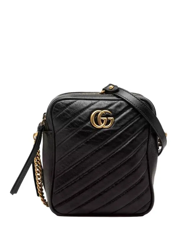 Gucci Gg Marmont Matelassé Leather Double Zip Crossbody Bag - Black
