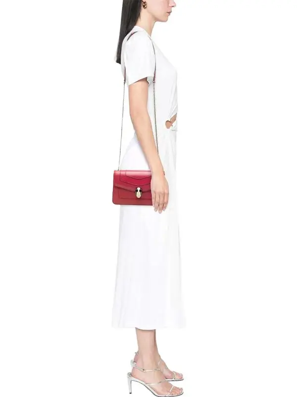 BVLGARI Calfskin Serpenti Forever East West Shoulder Bag - Red