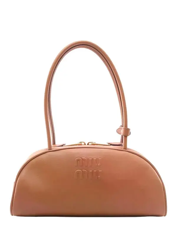 Miu Miu Leather Bauletto Handbag - Brown