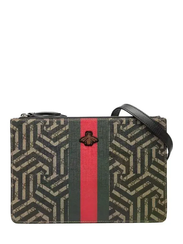 Gucci Gg Supreme Caleido Web Bee Crossbody Bag - Neutrals