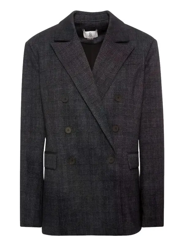 FRACOMINA Prince Of Wales Check Double-breasted Blazer - Grey
